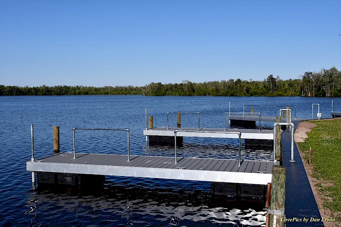 The new boat docks are almost done & looking good.